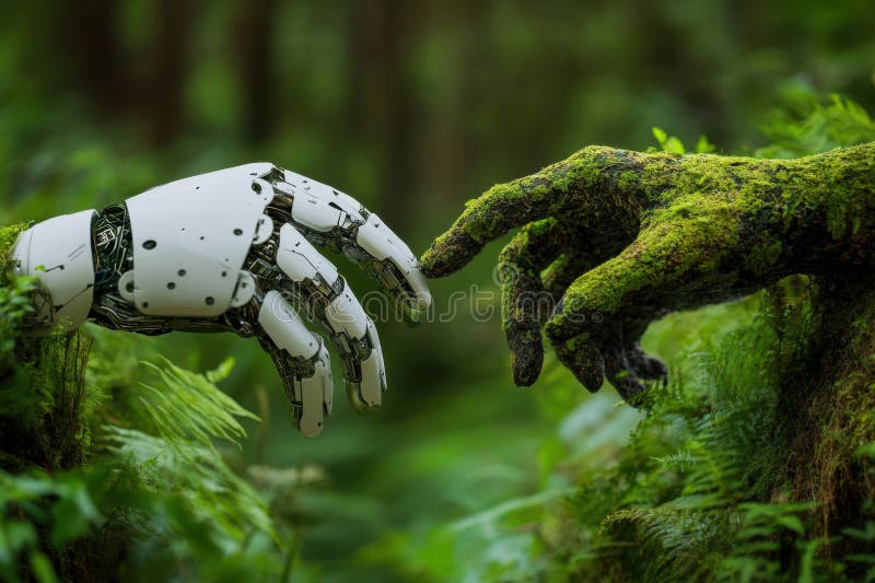 Nature Meets Technology stock photo. Image of mosscovered - 382327966