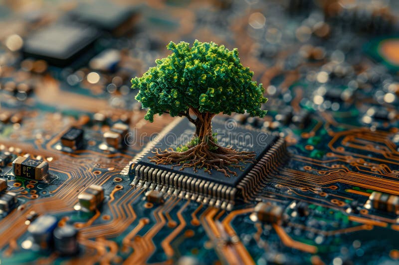 Nature Meets Technology: Tree Growing on Microchip Circuit Board ...