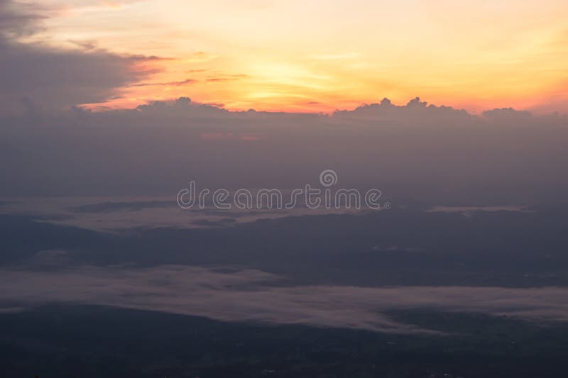 Nature, Mountain Range Morning Sunshine and Fog Stock Image - Image of ...