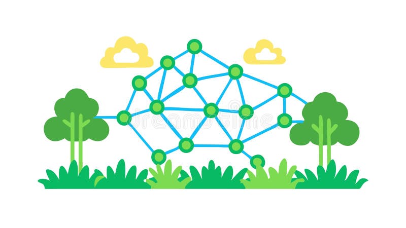 Nature Network Connectivity, Ecological System Graph, Vector Design ...