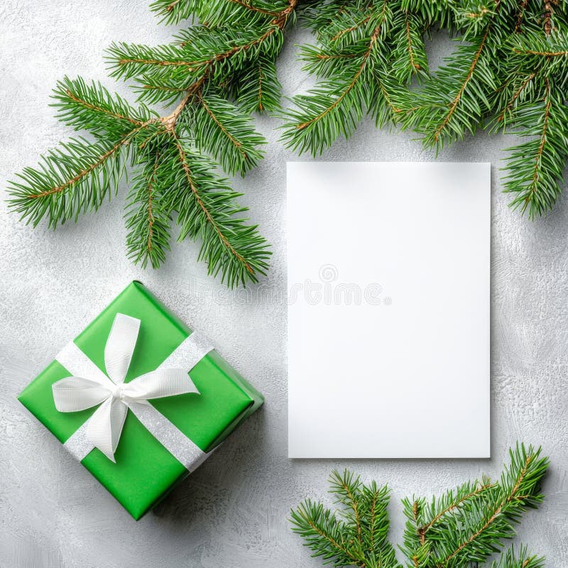 Nature New Year Concept. Christmas Tree Branches and Snow. Flat Lay ...