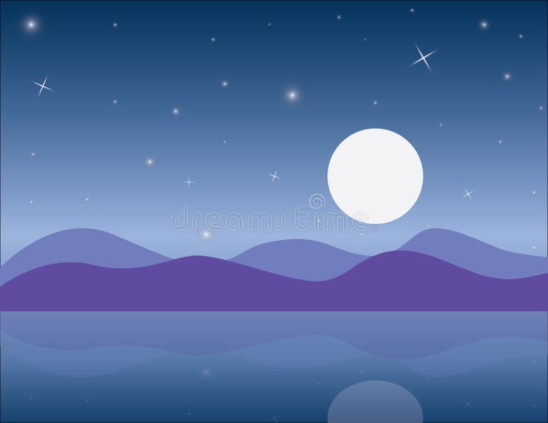 Nature at Night, Vector Illustrations Landscape Stock Vector ...