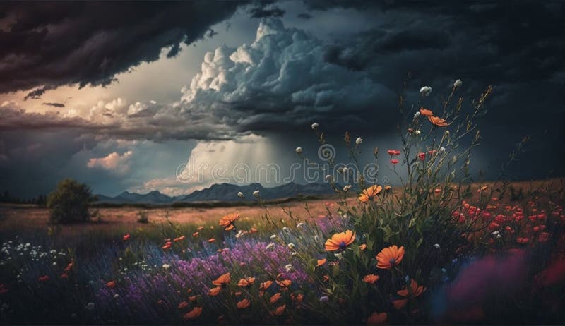 Nature Palette Paints Idyllic Fields at Dusk Generated by AI Stock ...