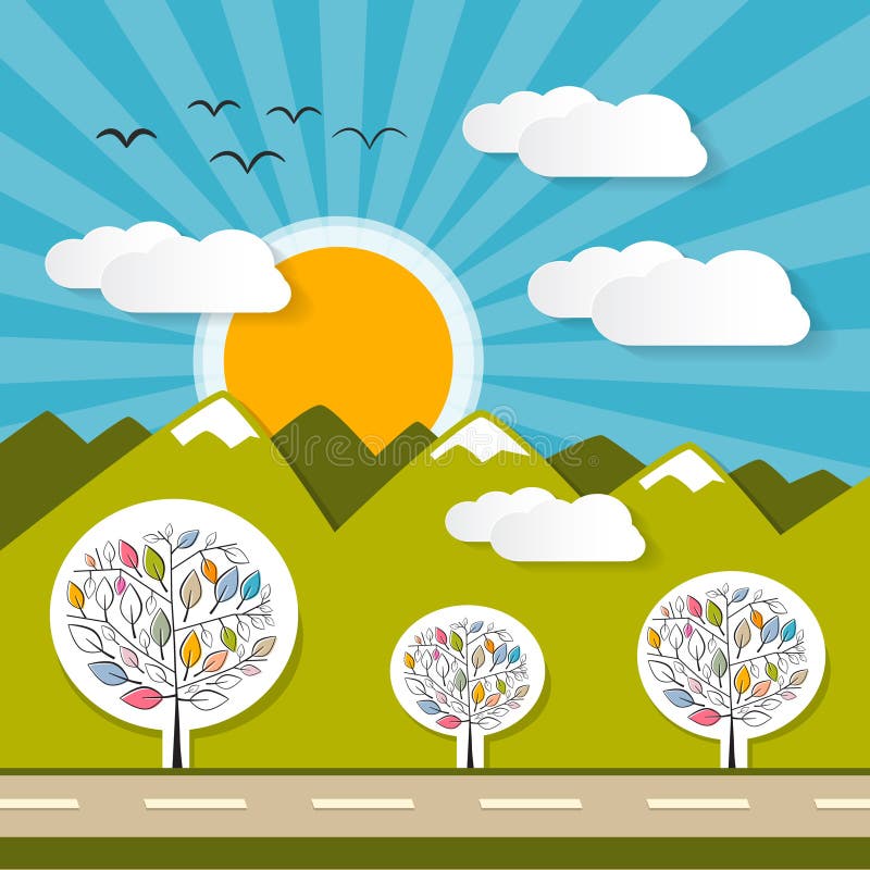 Nature Paper Mountains Illustration Stock Illustration - Illustration ...