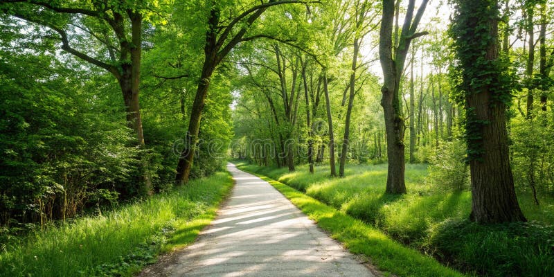 Nature Path through a Dense Green Forest Stock Illustration ...