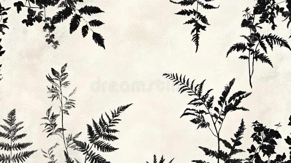 Nature Pattern Wallpaper with Extinct Plant Silhouettes . Stock Image ...