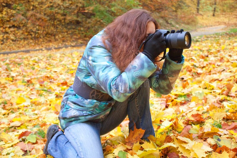 Nature Photographer at Work Stock Photo - Image of black, horizontal ...