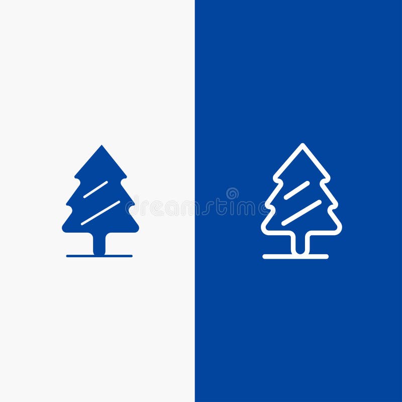 Nature, Pine, Spring, Tree Line and Glyph Solid Icon Blue Banner Line ...