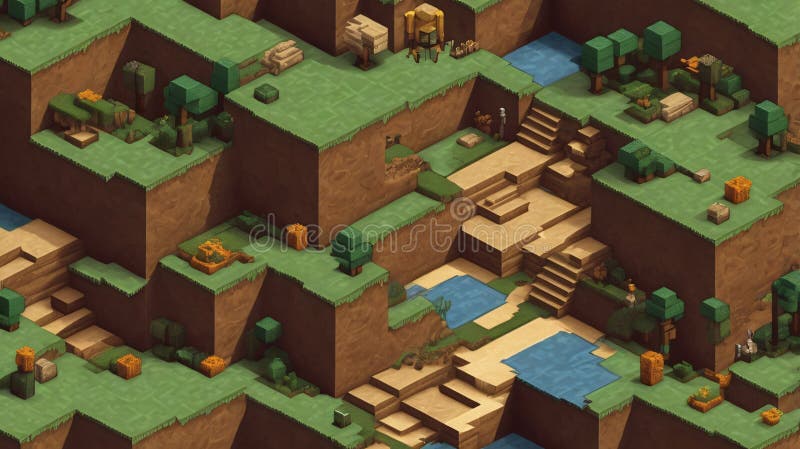 Nature Pixel Landscape Video Game User Interface in Minecraft Style, 8 ...
