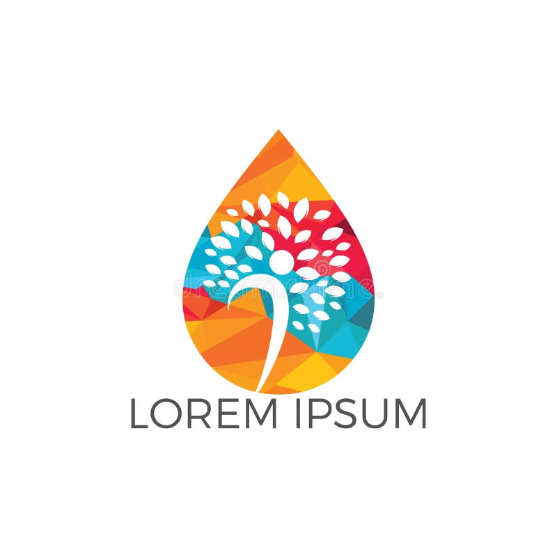Water Drop with Human Tree Icon Vector Logo Design. Stock Vector ...