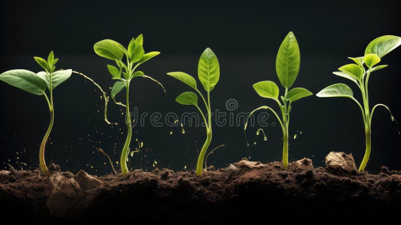 Nature Plants Growing Time Lapse Stock Illustration - Illustration of ...