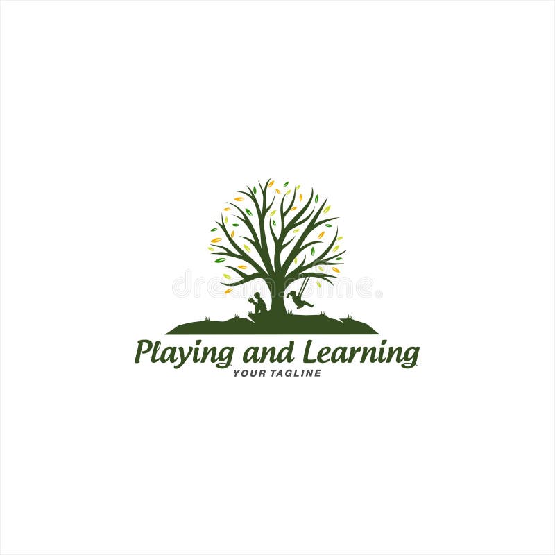 Kids Playing Tree Preschool Logo Stock Illustrations – 21 Kids Playing ...