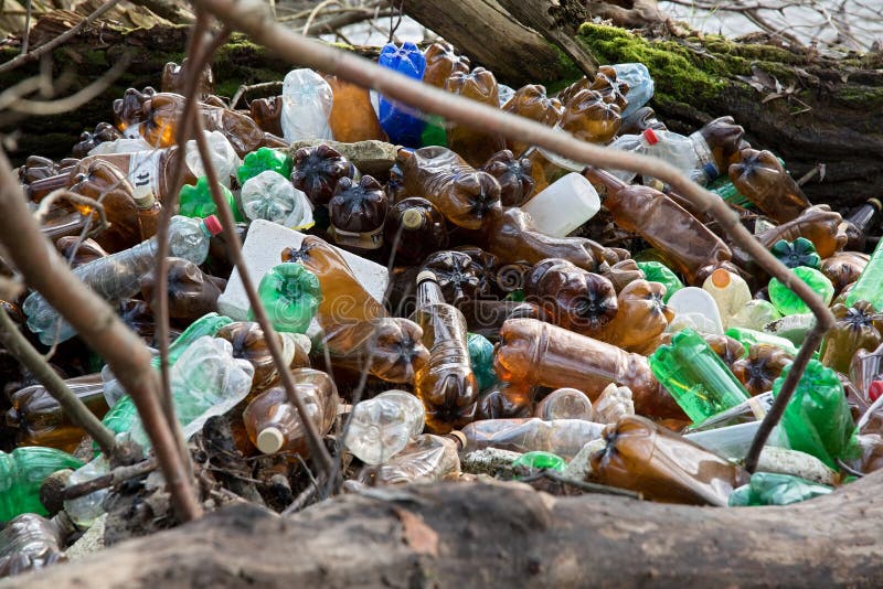 Nature Pollution of Plastic Bottles Stock Photo - Image of dirt, nature ...