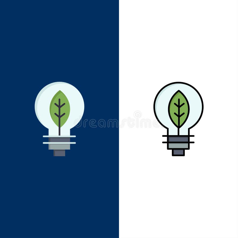 Nature, of, Power, Bulb Icons. Flat and Line Filled Icon Set Vector ...