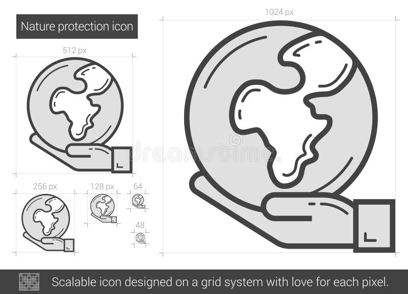 Nature Protection Line Icon. Stock Vector - Illustration of friendly ...