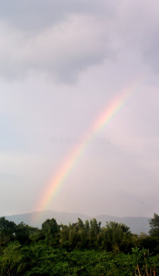 Nature Rainbow Over Land Field with Mountain Stock Image - Image of ...