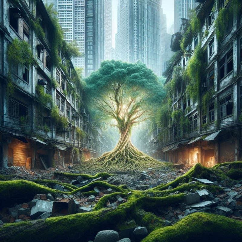 Nature Reclaims Abandoned Urban Jungle Scene Stock Photo - Image of ...