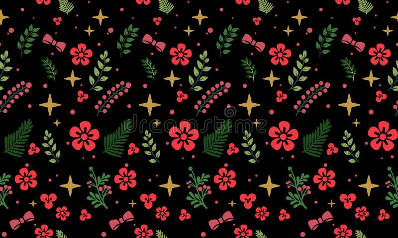 Nature Red Flower Motif, Texture Seamless Floral Pattern Background ...