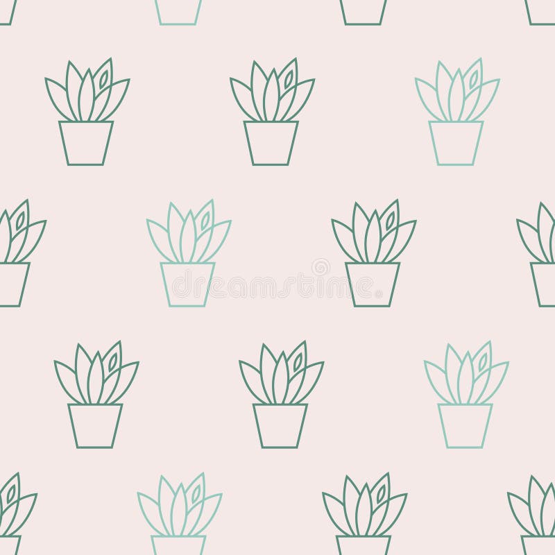 Nature Repeating Pattern with Linear Plants in the Pots Stock Vector ...