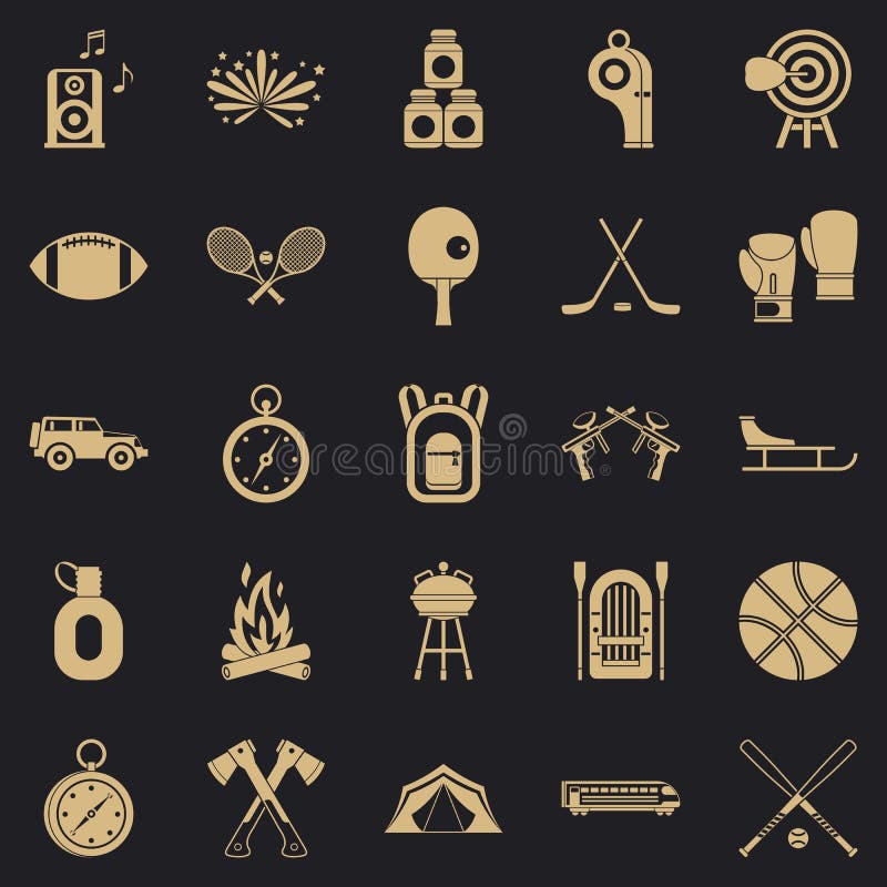 Nature Reserve Icons Set, Simple Style Stock Vector - Illustration of ...