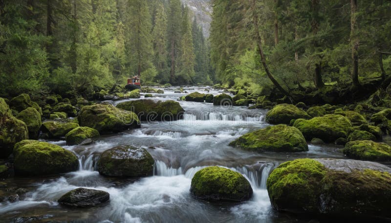 Nature River Background with Serene Vibe Stock Illustration ...