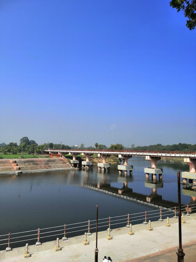 Nature River Bridge City Vacation Place Nice Stock Photo - Image of ...