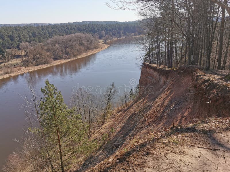 Nature river cliff trees stock image. Image of nature - 191521991