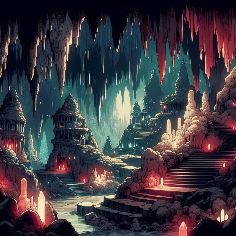 Mysteries in the Stone Forest Stock Illustration - Illustration of ...