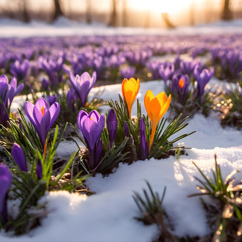 Nature S Awakening: Close-Up Views of Spring Flowers Stock Illustration ...