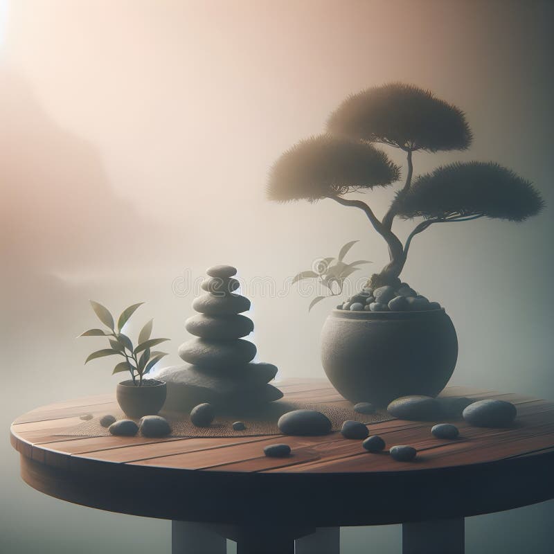 Nature S Balance: Table with Rocks and Plant Stock Illustration ...
