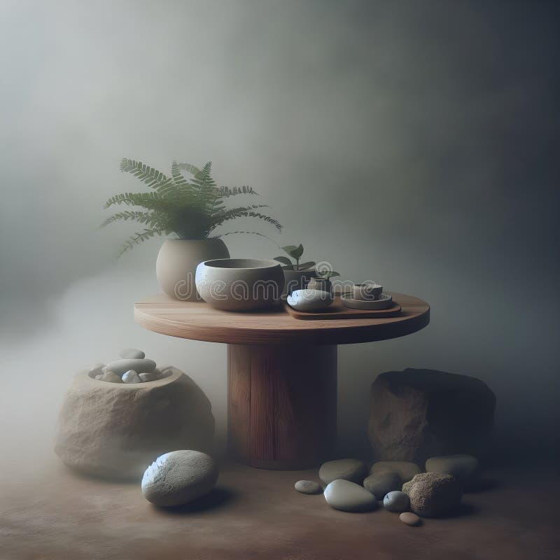 Nature S Balance: Table with Rocks and Plant Stock Illustration ...