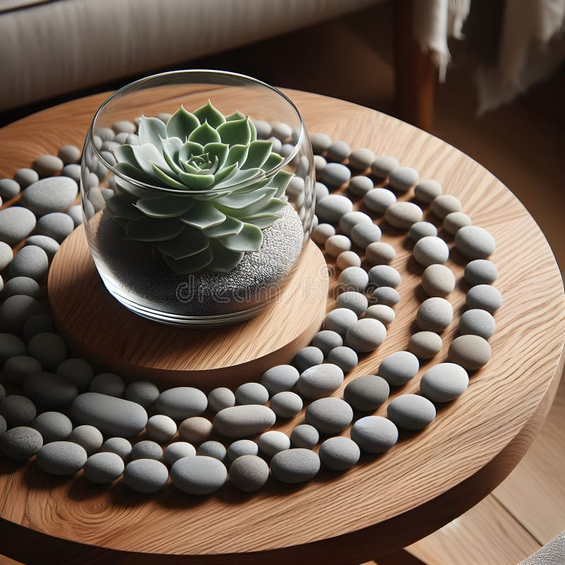 Nature S Balance: Table with Rocks and Plant Stock Illustration ...