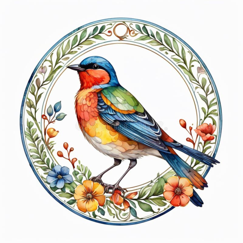 Nature S Circle: Artistic Bird in Circular Frame Stock Image - Image of ...