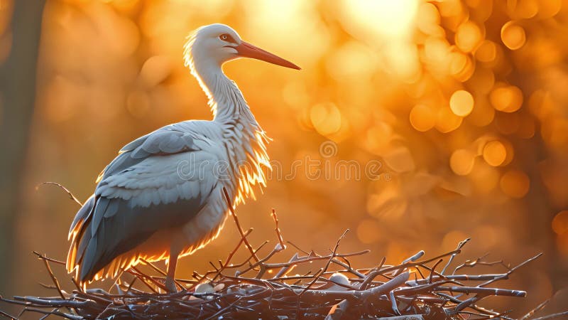 Nature S Embrace: Animated Stork Nesting in Vibrant Spring. Stock Video ...