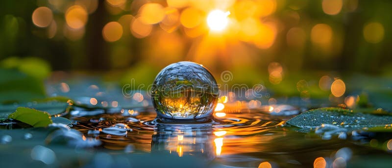 Nature S Essence in a Water Sphere at Sunset. Concept Nature, Water ...