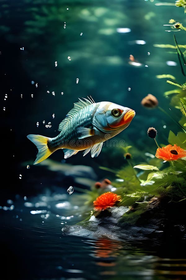 Nature S Flow: Water, Fish, Fluid Serenity Stock Illustration ...