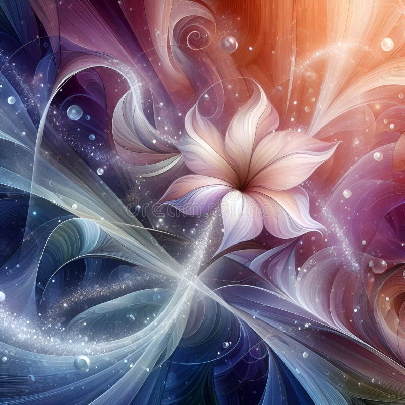 Nature S Flow: Waves and Flowers Harmony, Generative AI. Stock ...