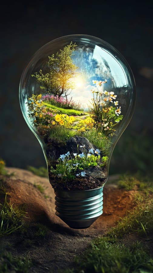 Nature S Lightbulb: a Vibrant Eco-Vision Stock Illustration ...