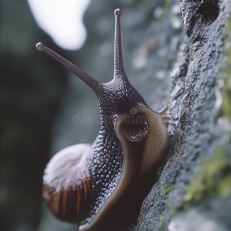 Nature S Slow Pace is Captured in an Image of a Snail on Moss Against a ...