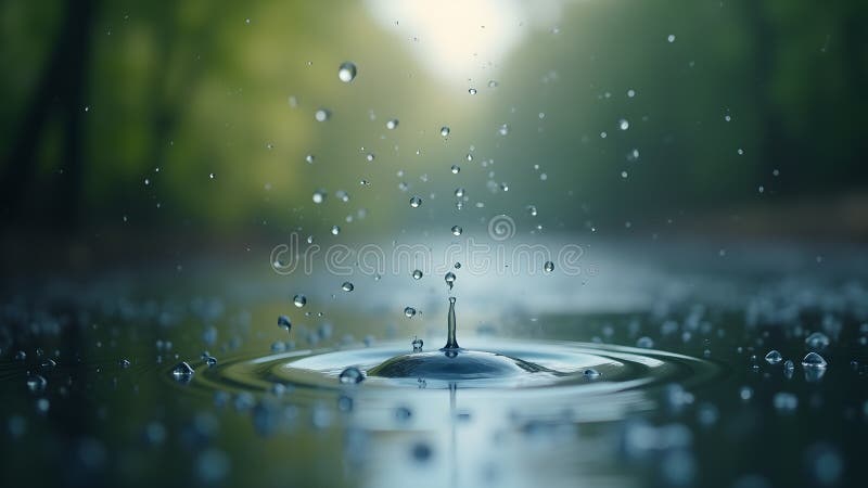 Nature S Symphony, Raindrops Dance on Still Water Stock Illustration ...