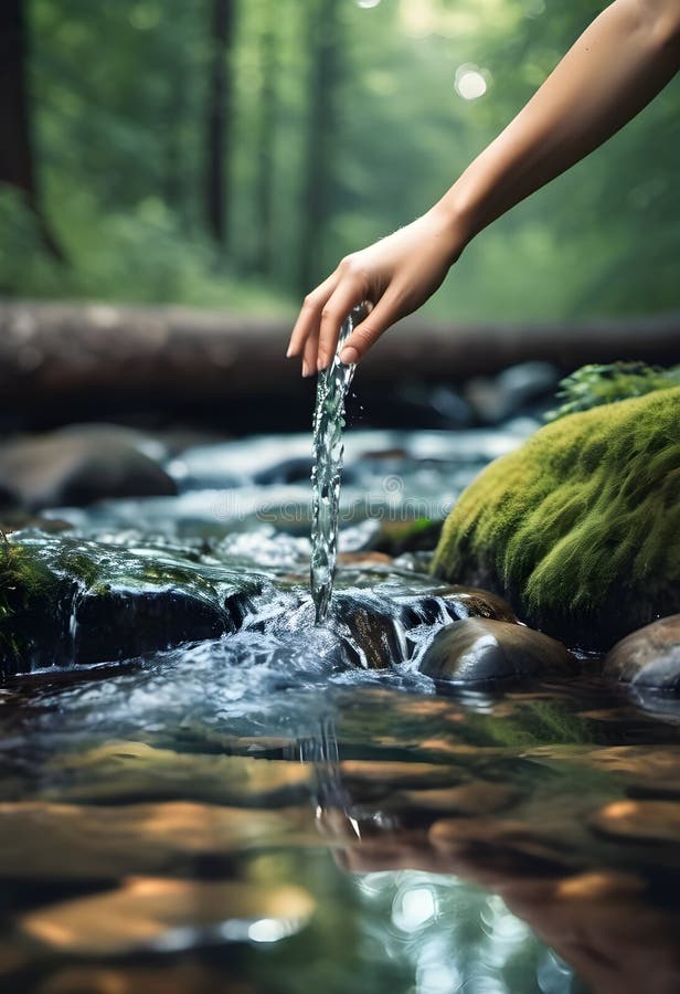 Nature& X27;s Touch: Hands and Water in Harmony Stock Image - Image of ...