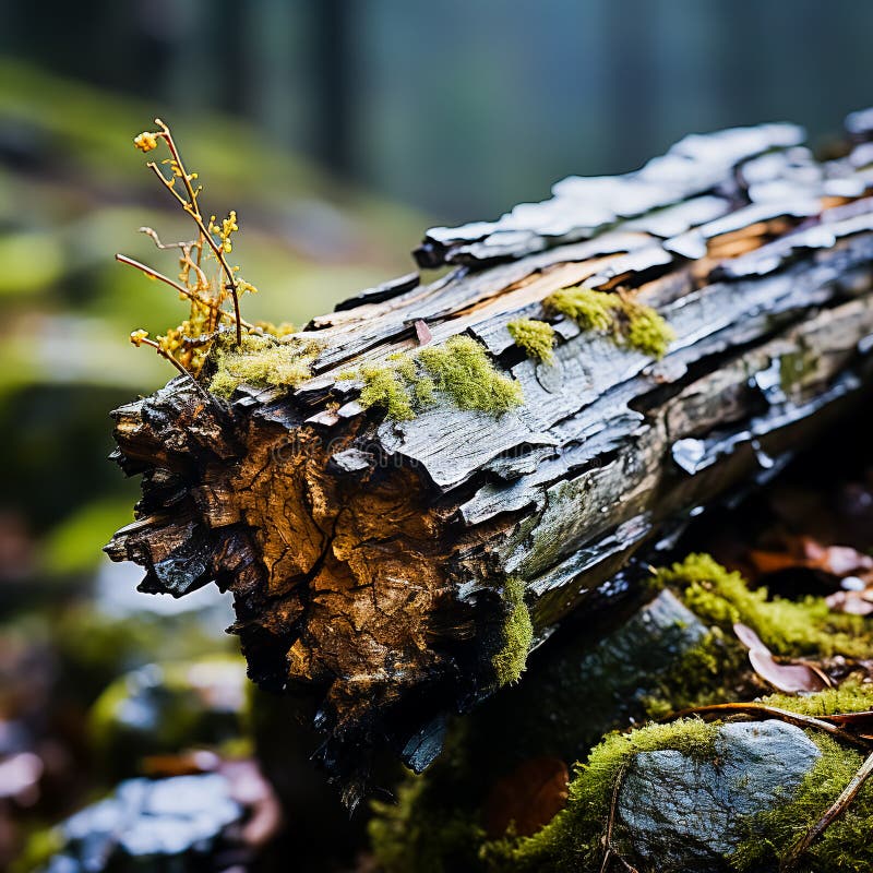 Nature S Vibrant Green Moss Envelops an Aged Log Stock Illustration ...