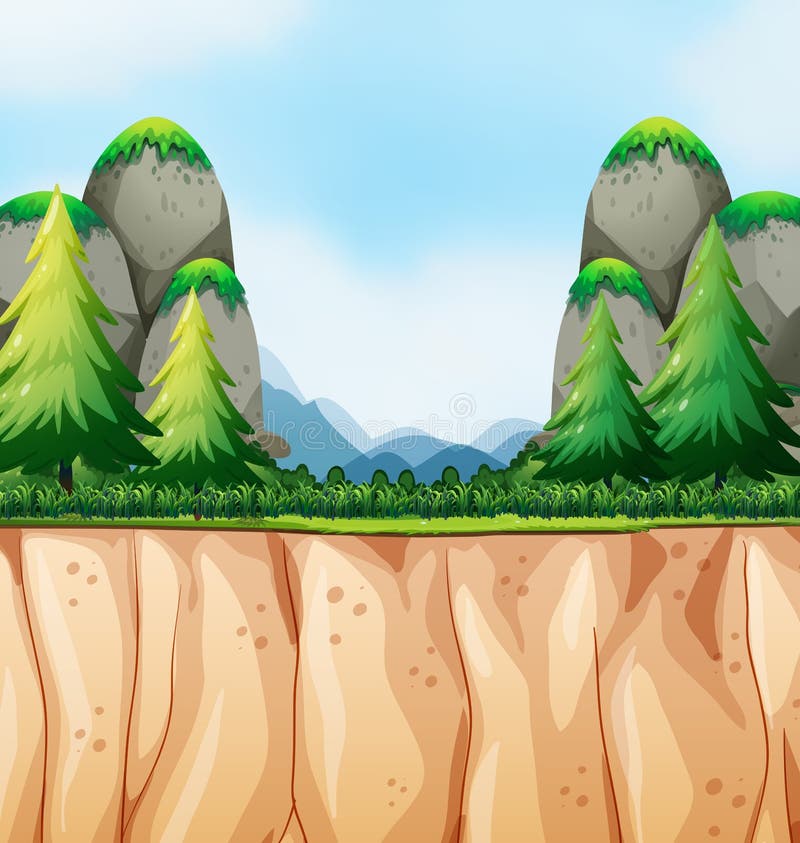 Nature Scene with Cliff and Mountain Stock Vector - Illustration of ...