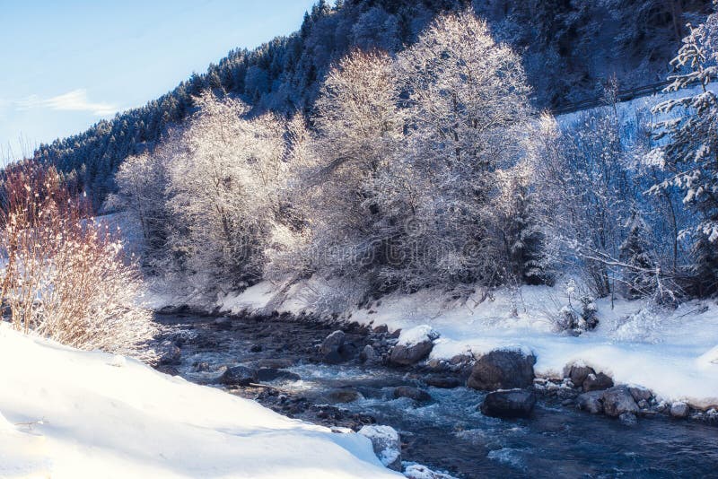 Nature Scenes Winter Landscape River. Stock Photo - Image of mountain ...