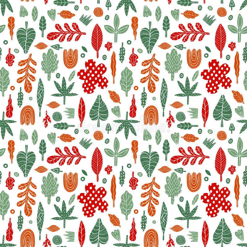 Nature Seamless Pattern Plant Abstract Naive Style.Botanical Hand ...