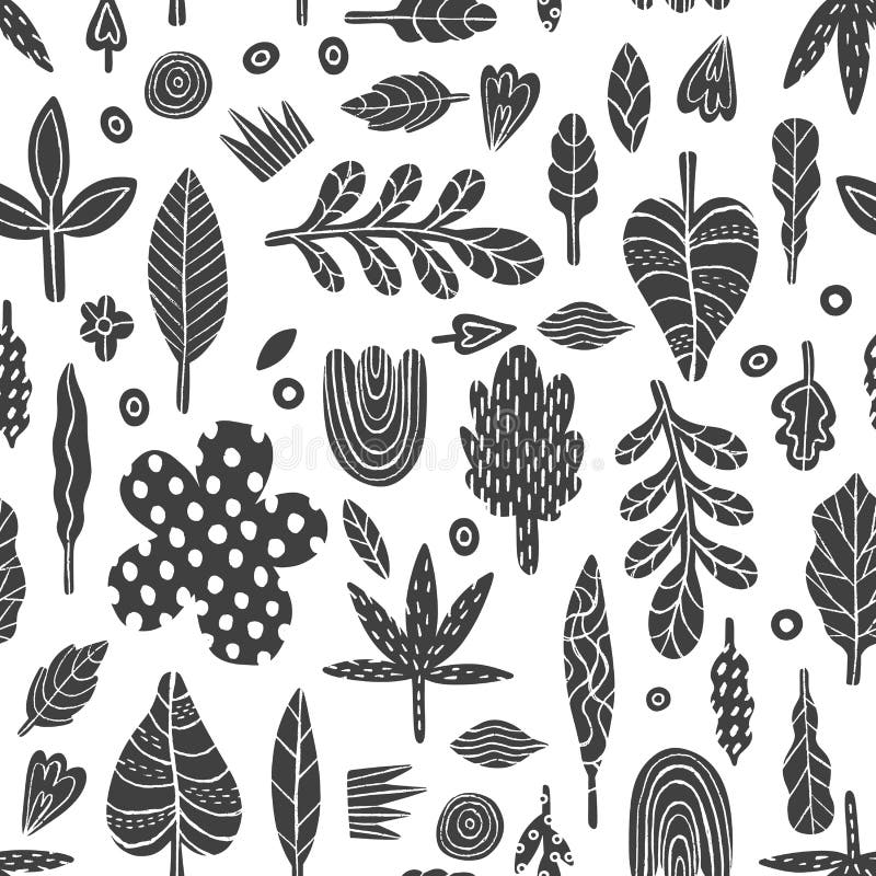 Nature Seamless Pattern Plant Abstract Naive Style.Botanical Hand ...