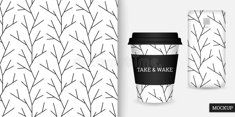 Nature Seamless Pattern. Tree Branch Pattern. Black and White Abstract ...