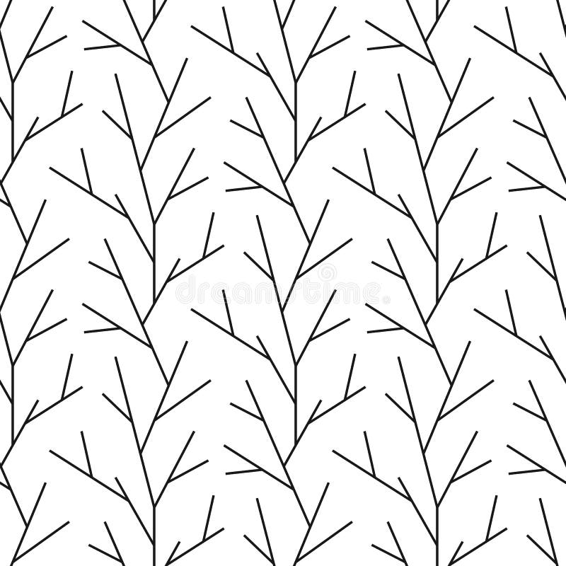 Nature Seamless Pattern. Tree Branch Pattern. Black and White Abstract ...