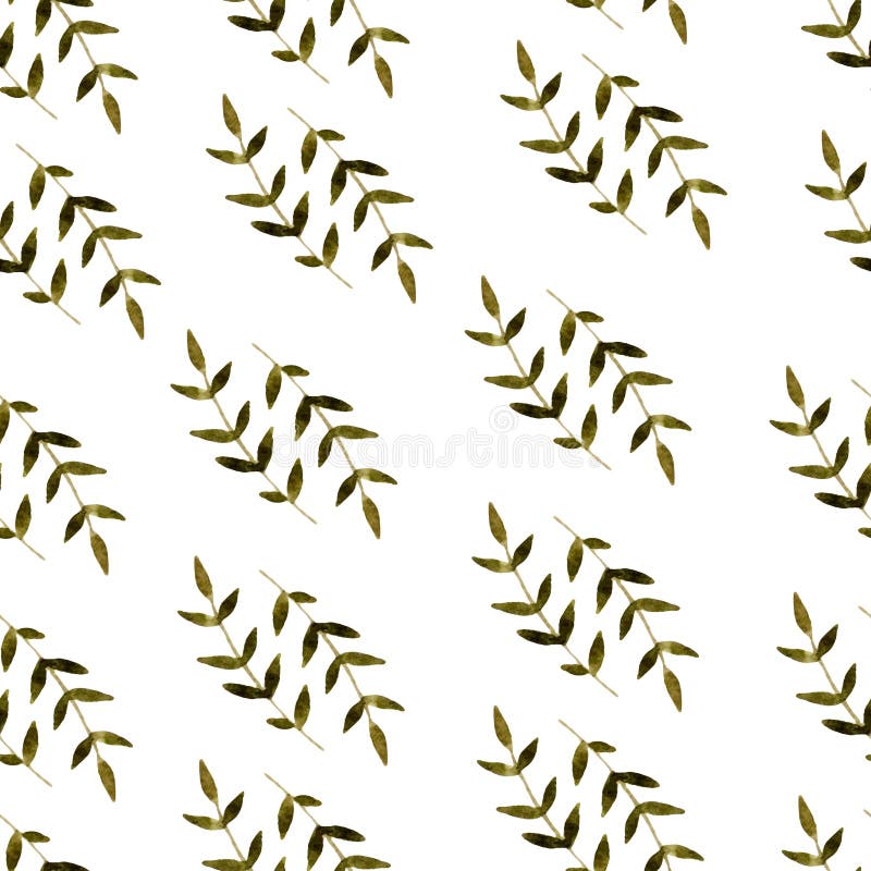 Nature Seamless Pattern Watercolor Hand Drawn Leaf Stock Vector ...