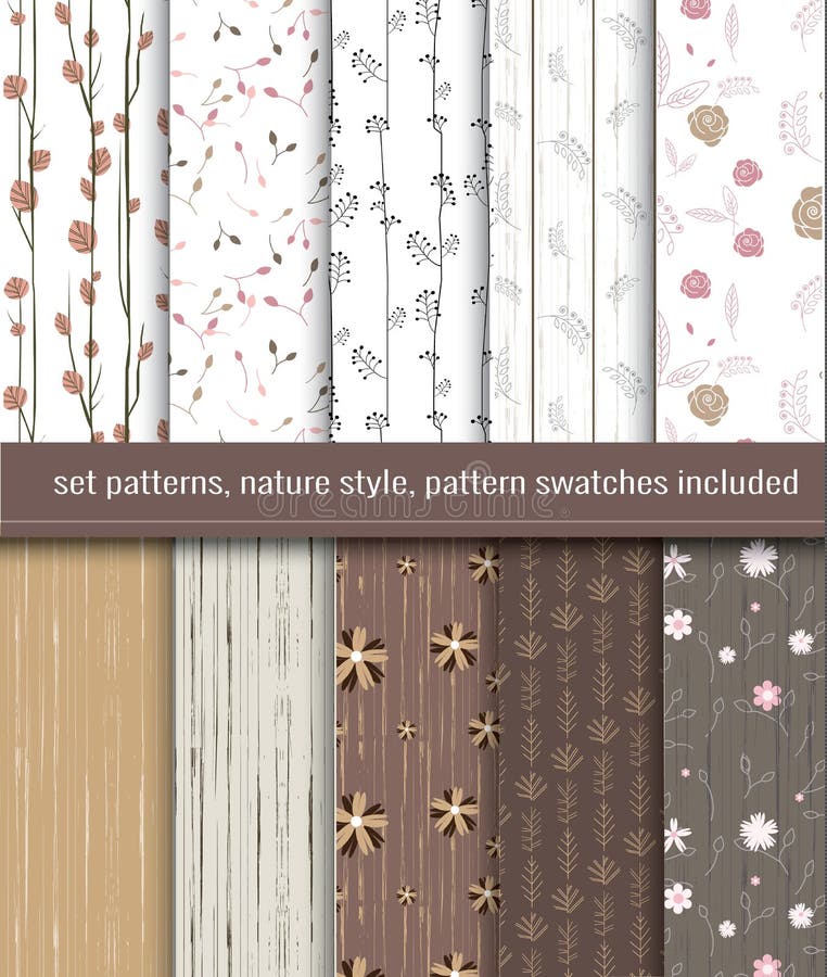 Nature seamless patterns stock vector. Illustration of decoration ...